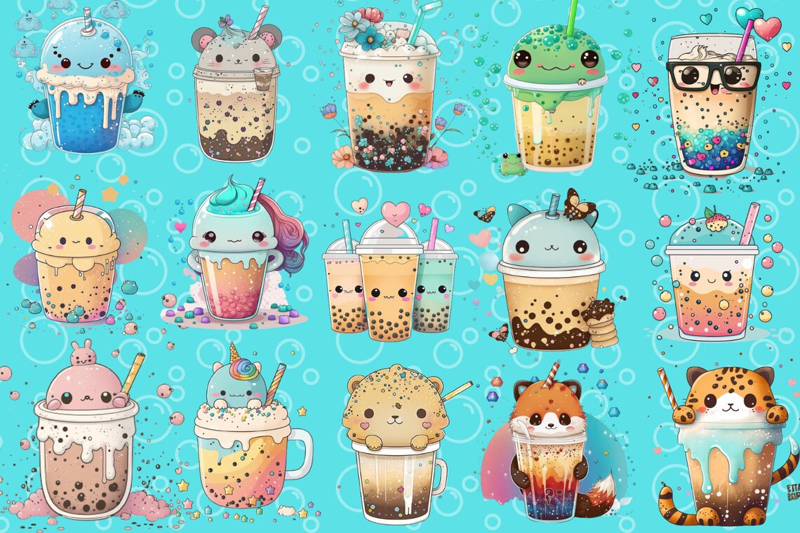 100 Kawaii Boba Tea Clipart Bubble Tea Clipart Kawaii Png - Etsy UK