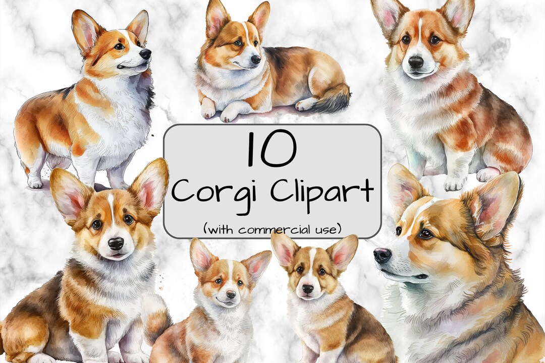 Watercolor Corgi Clipart. Digital Art & Sublimation. PNG Format. Dog ...