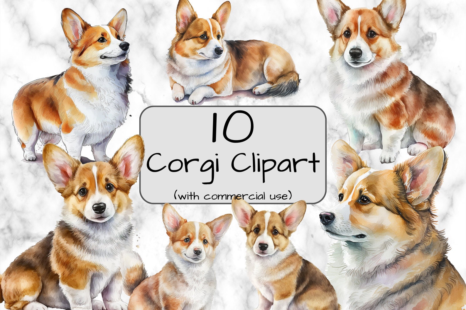 Watercolor Corgi Clipart. Digital Art & Sublimation. PNG - Etsy