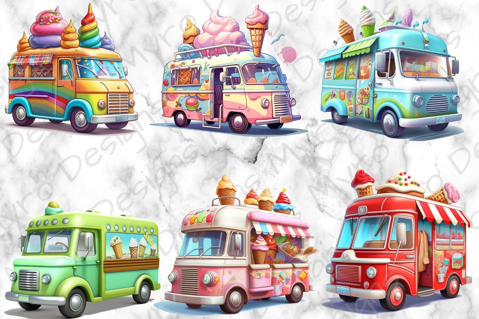 Ice Cream Truck Clipart. Digital Art & Sublimation. PNG Format ...