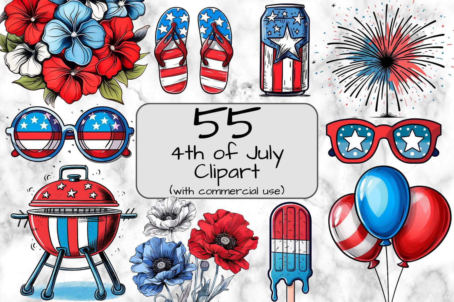 4th of July Clipart. Independence Day Clipart. Digital Art & - Etsy