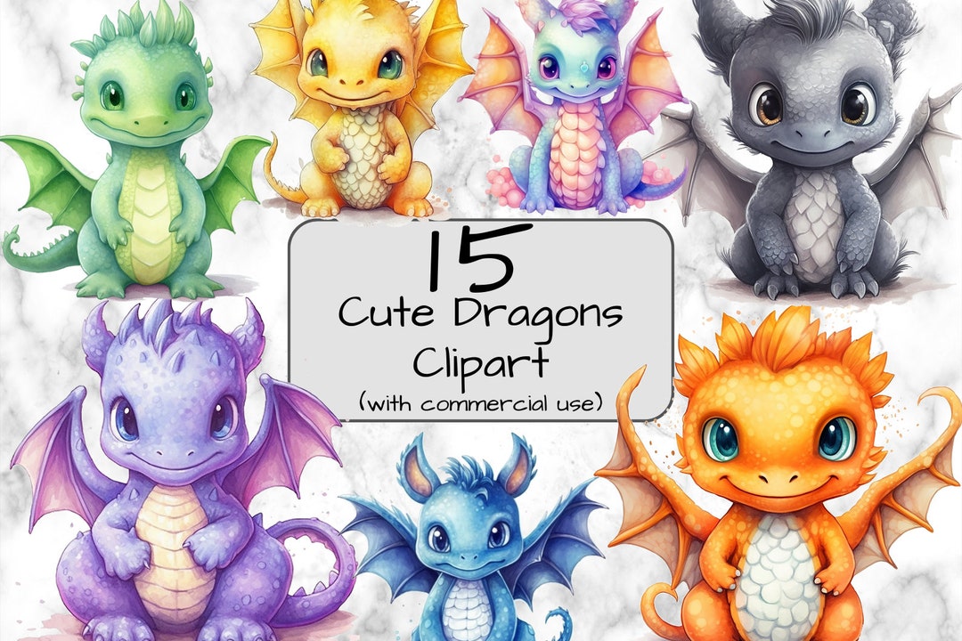 Cute Dragons Clipart. Digital Art & Sublimation. PNG Format ...