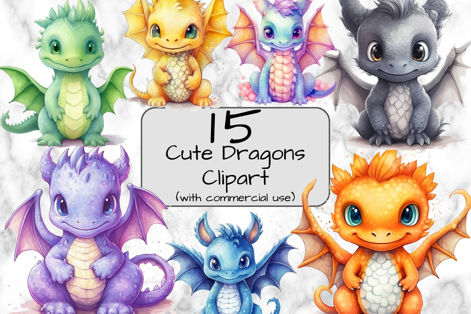Cute Dragons Clipart. Digital Art & Sublimation. PNG Format. - Etsy