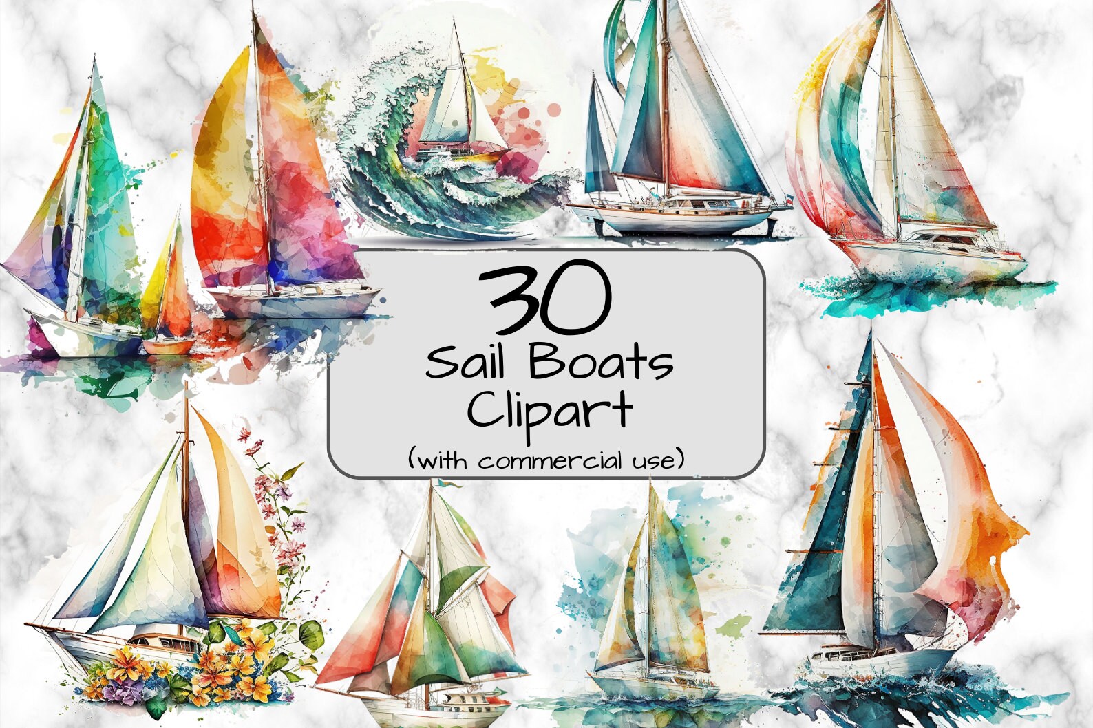 Watercolor Sail Boats Clipart. Digital Art & Sublimation. PNG - Etsy
