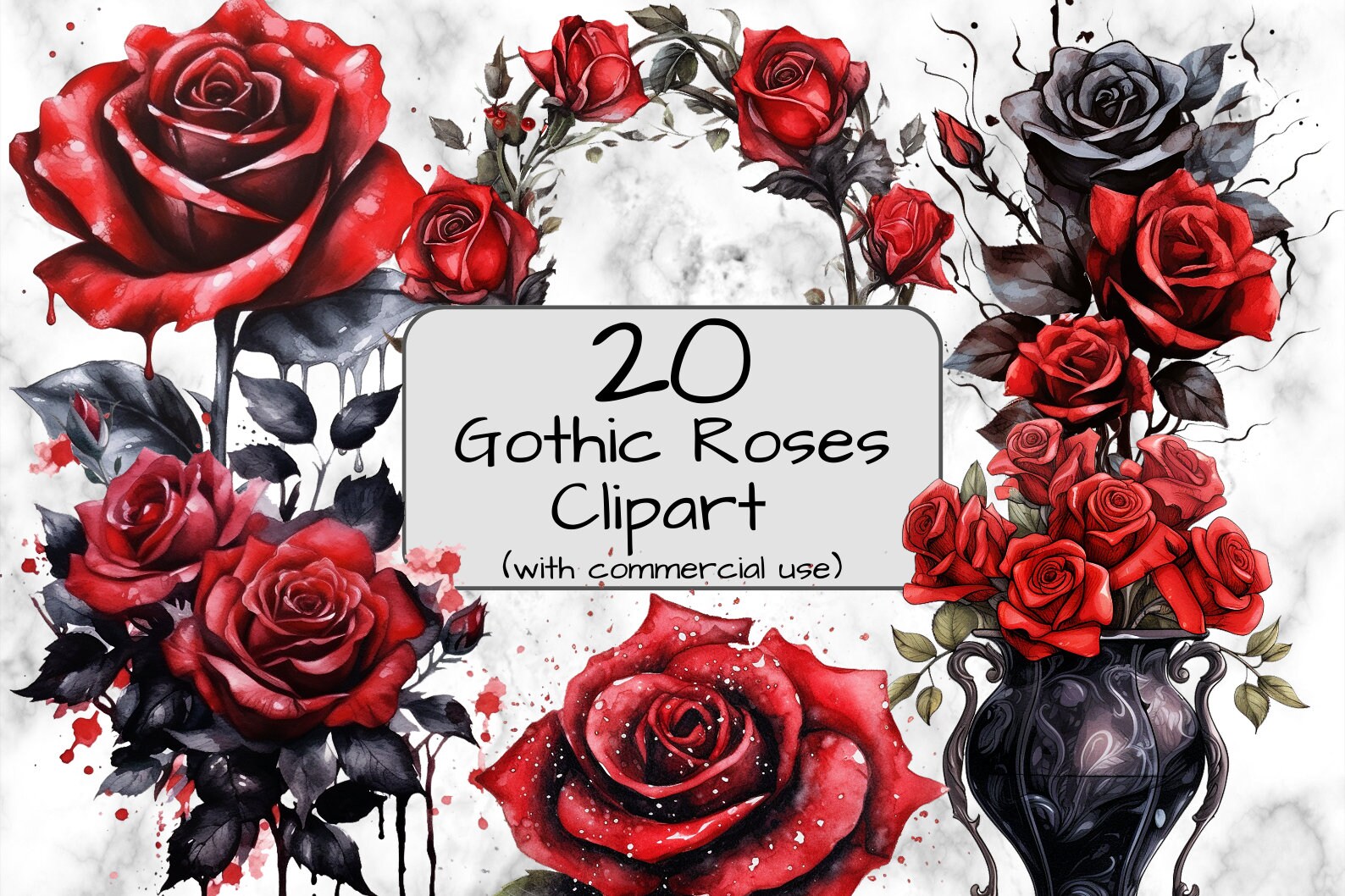 Gothic White Roses