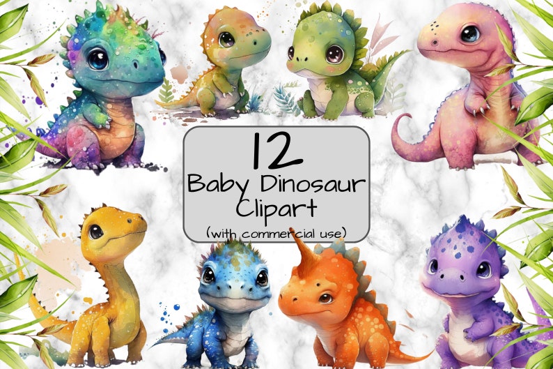 Baby Dinosaur Clipart Digital Art & Sublimation Nursery - Etsy