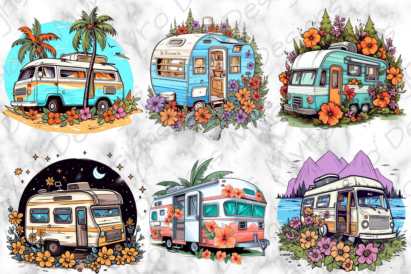 Camper Van Clipart. Camping Clipart. PNG Format. Transparent Background ...
