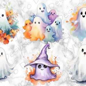 Watercolor Cute Ghost Clipart. Halloween Clipart. PNG Format ...