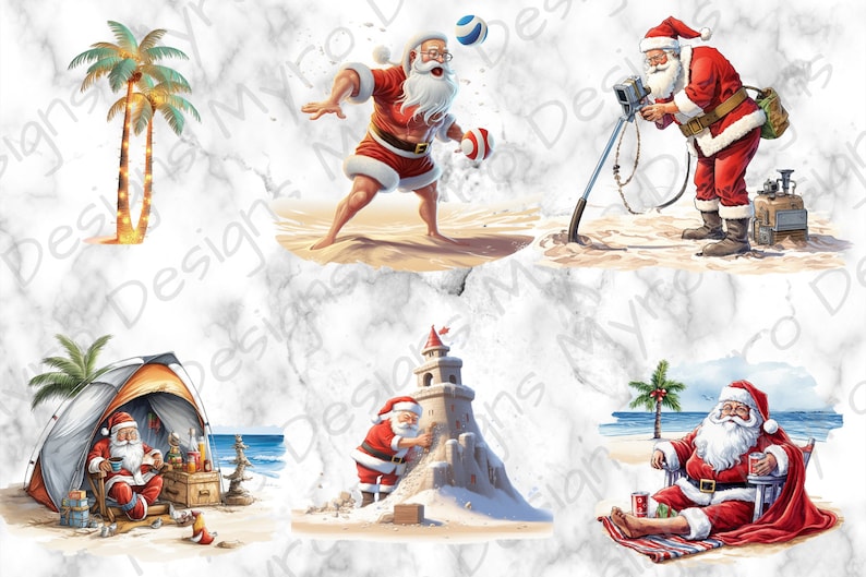 Santa on the Beach Clipart. Digital Art & Sublimation. PNG - Etsy