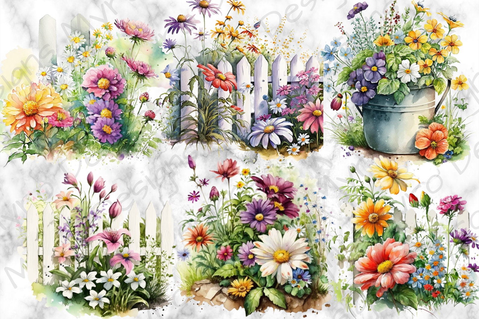 Watercolor Garden Flowers Clipart. Spring Garden Clipart. - Etsy