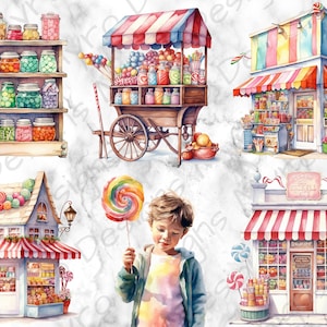 Watercolor Candy Shop Clipart. Candy Clipart. PNG Format. Transparent ...