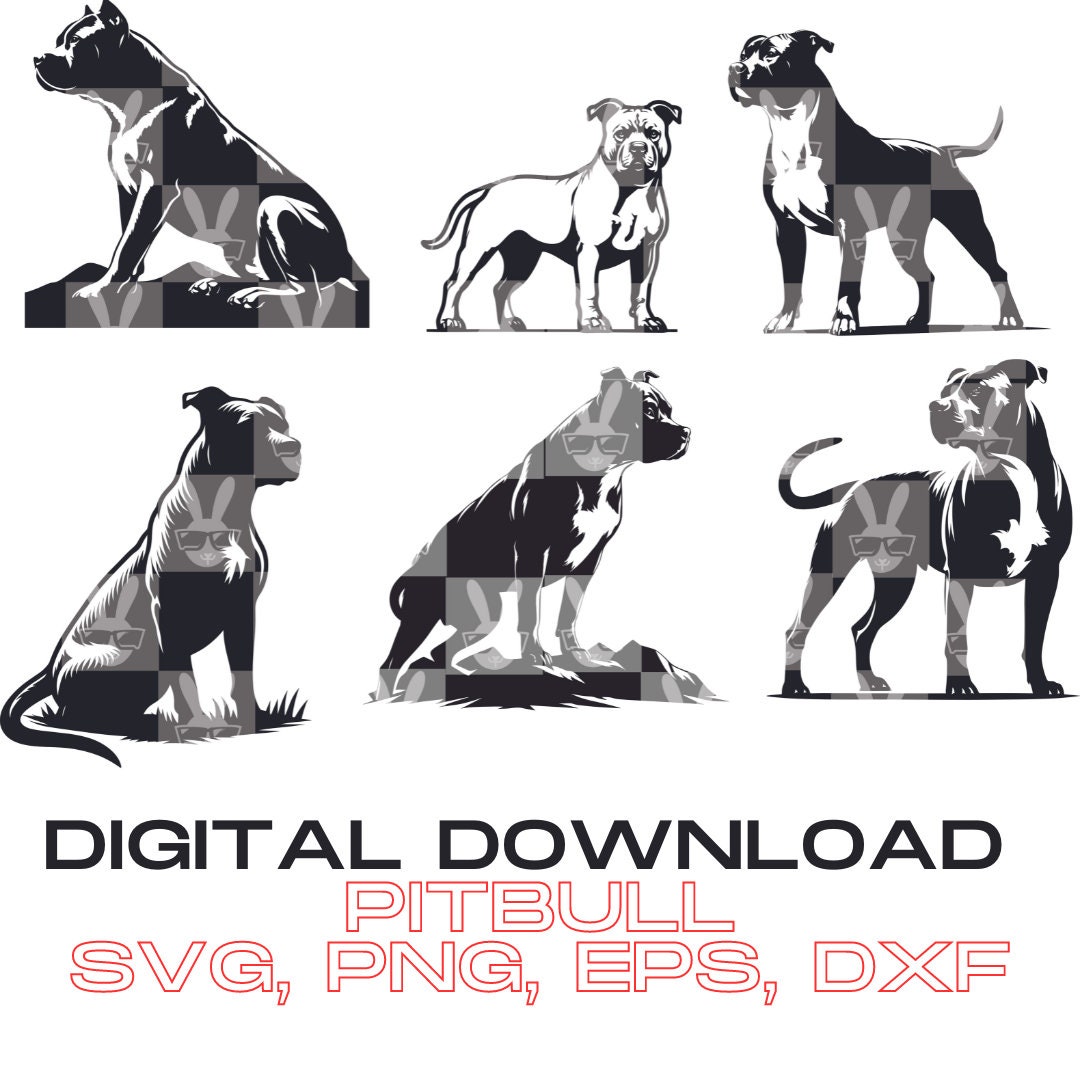 6 Pitbull Bundle: Digital Download Files - Instantly Decorate Your ...