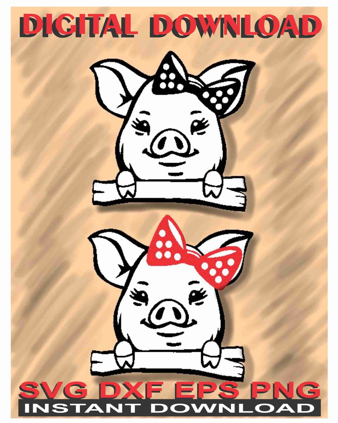 Peeking Pig Svg, Png, Eps, Dxf, Printable and Cut Files. Digital ...
