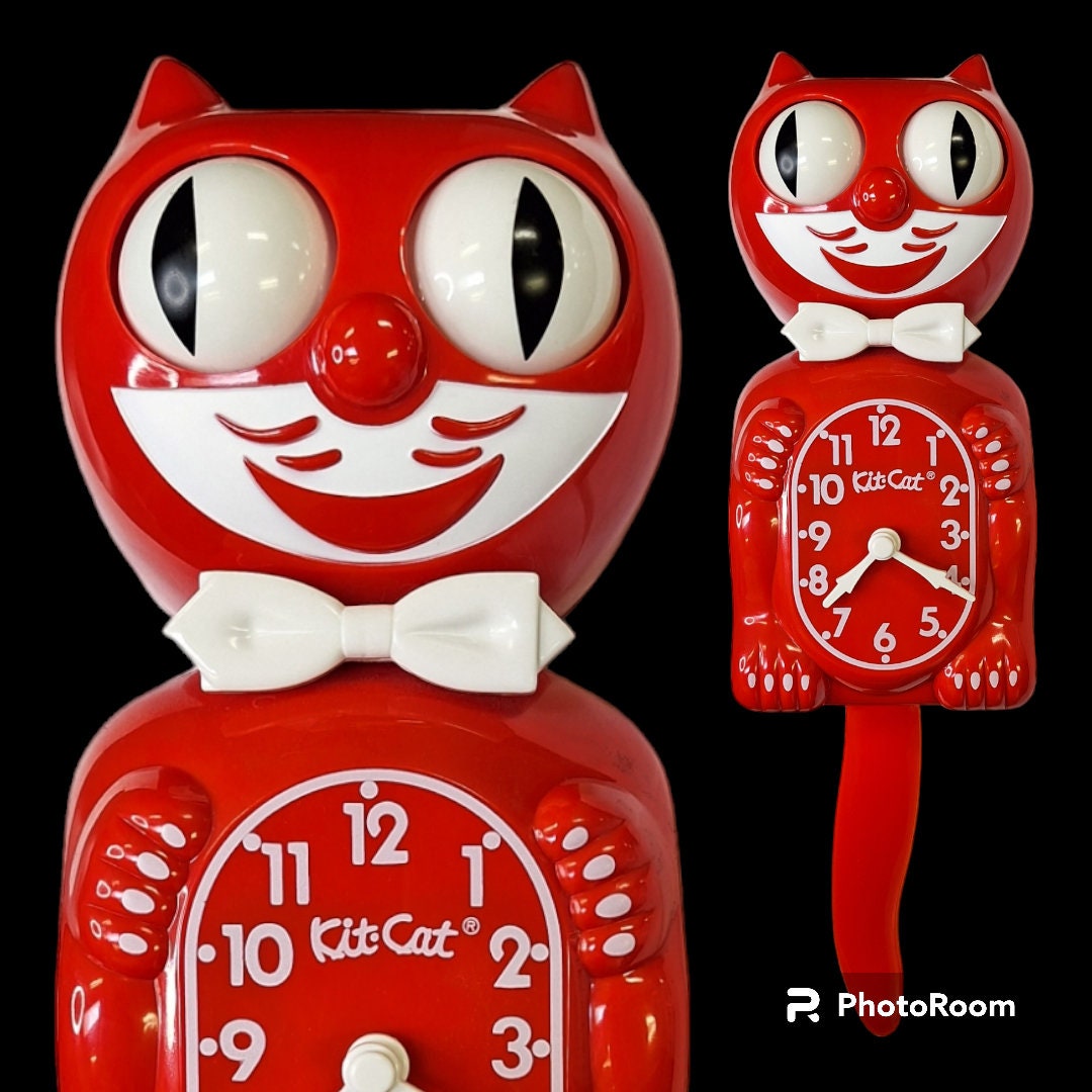 Authentic 1990s Red Kit Cat Klock, Wall Mounted Clock With Moving Eyes ...
