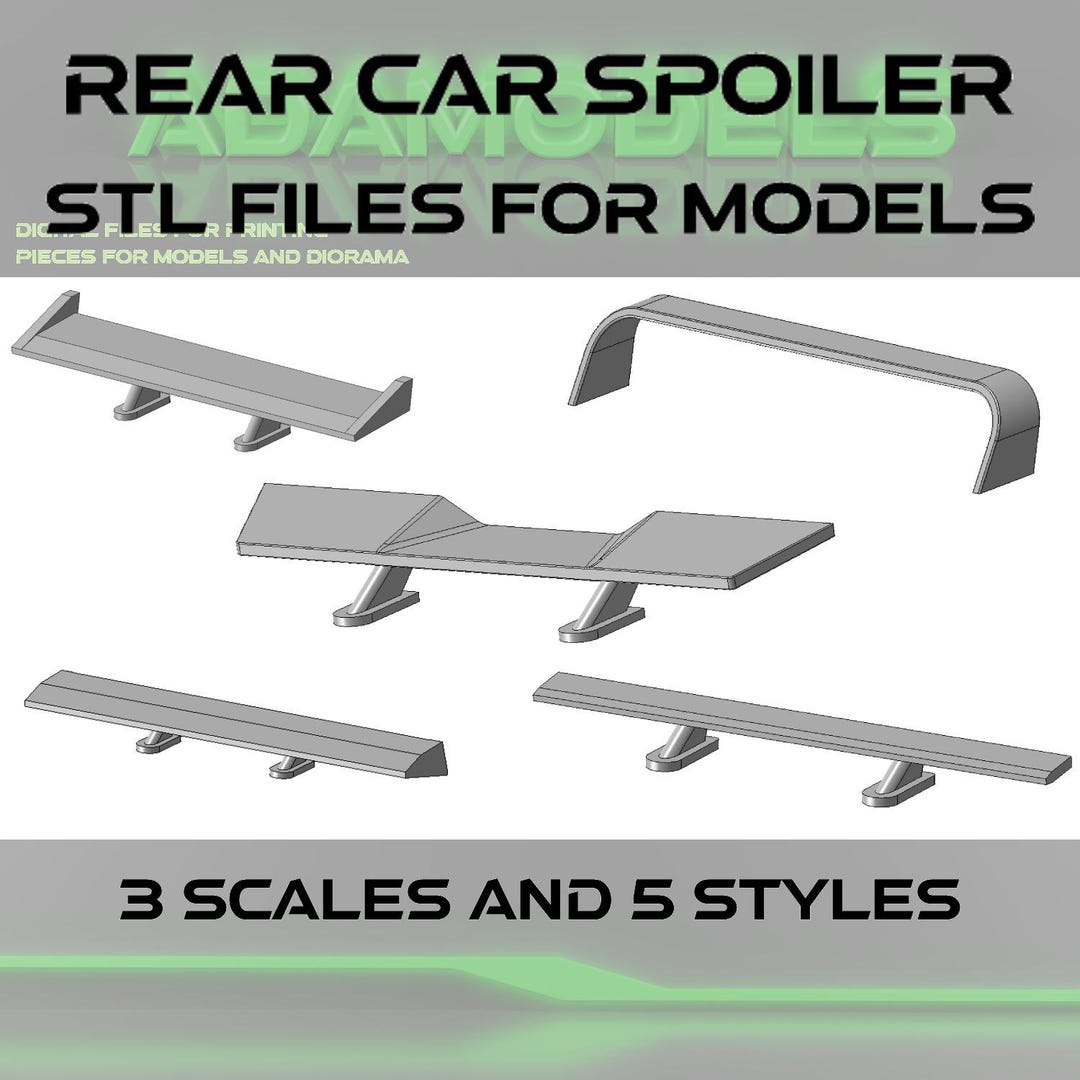 Rear Car Spoiler Stl Files for Models. Pack 2 - Etsy