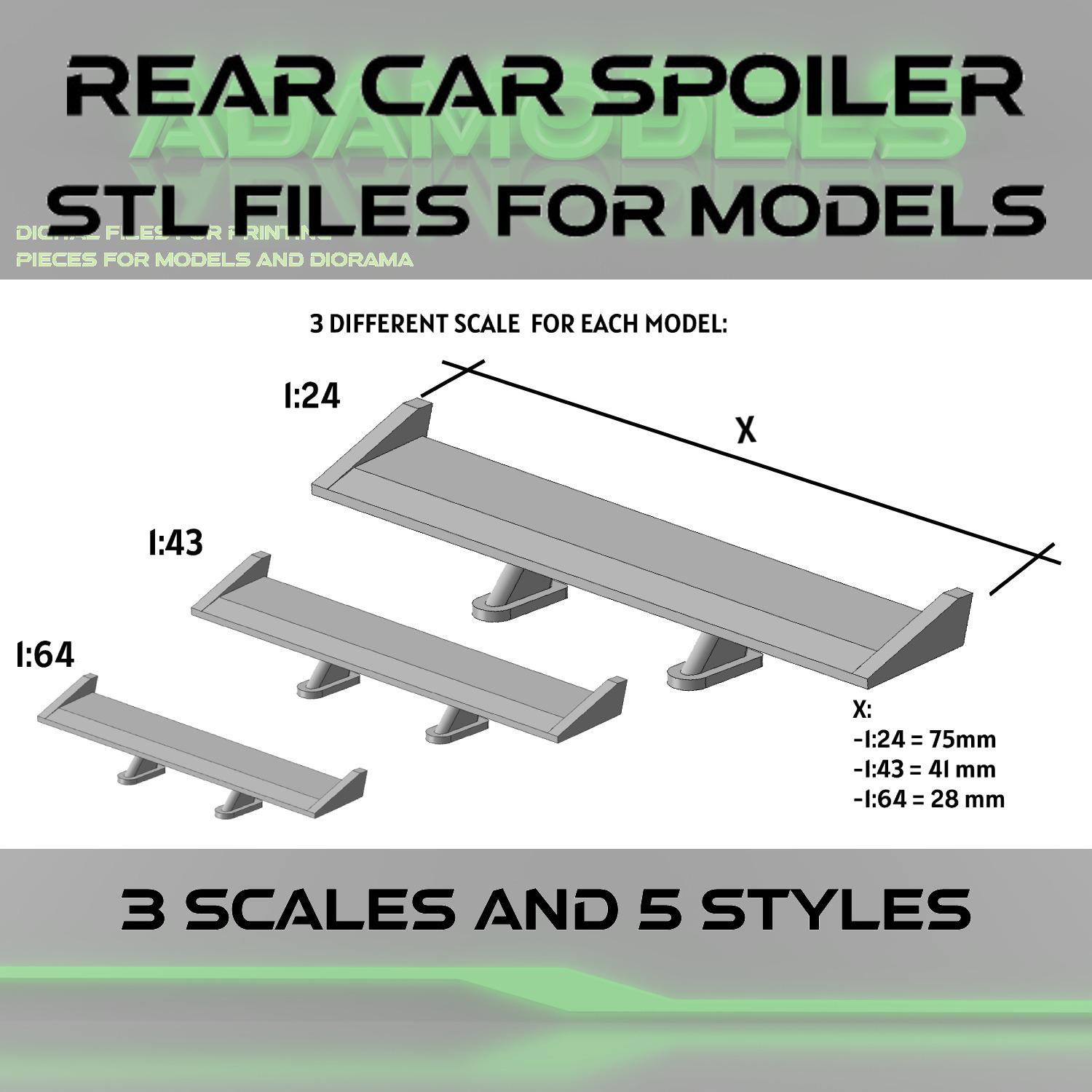 Rear Car Spoiler Stl Files for Models. Pack 2 - Etsy