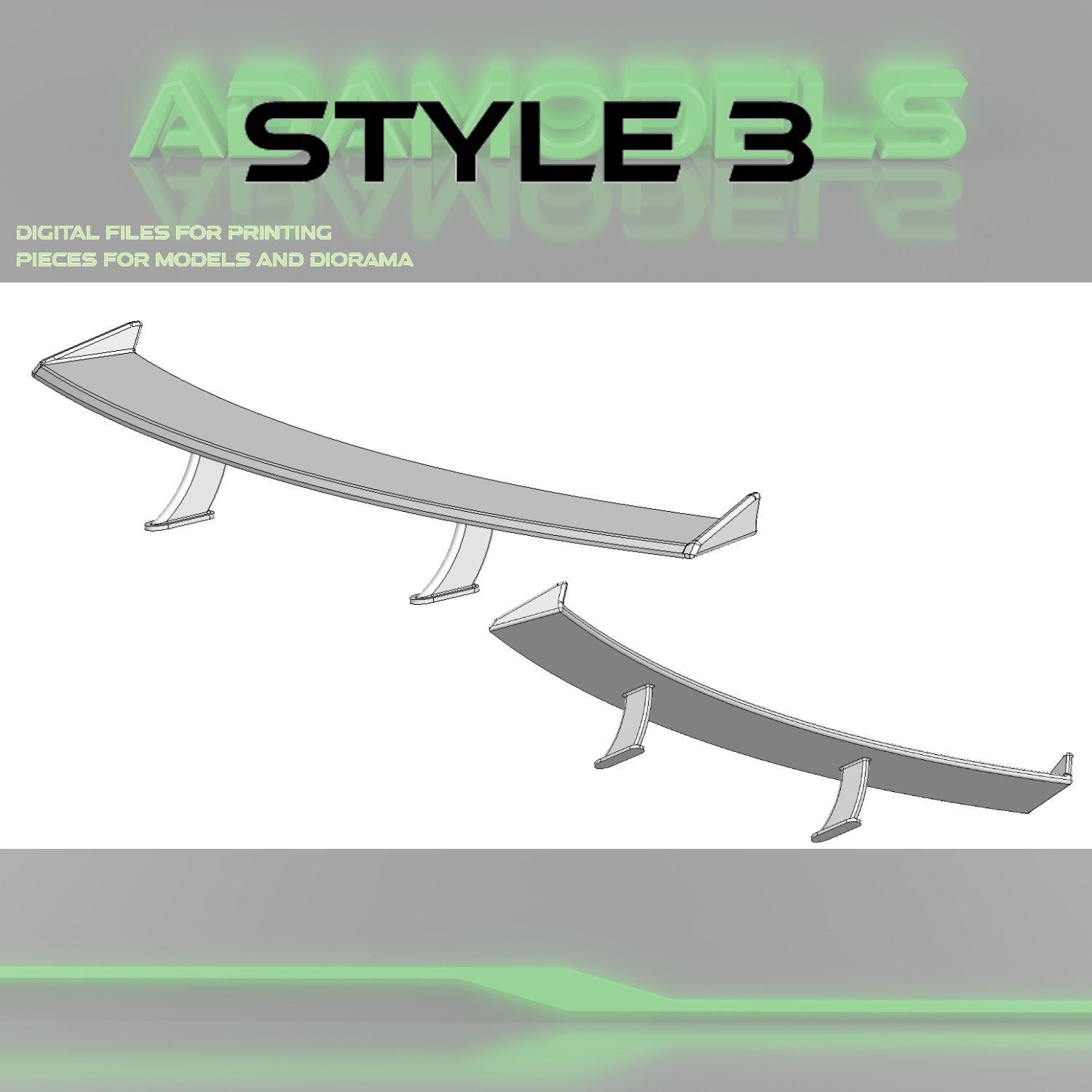Rear Car Spoiler Stl Files for Models - Etsy