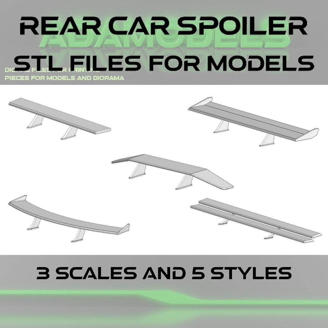 Rear Car Spoiler Stl Files for Models - Etsy