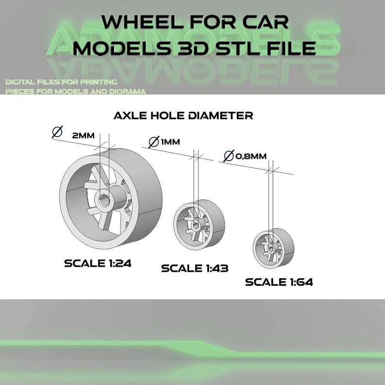 Wheels for Car Models Stl Files (including Hotweels Scale) - Etsy
