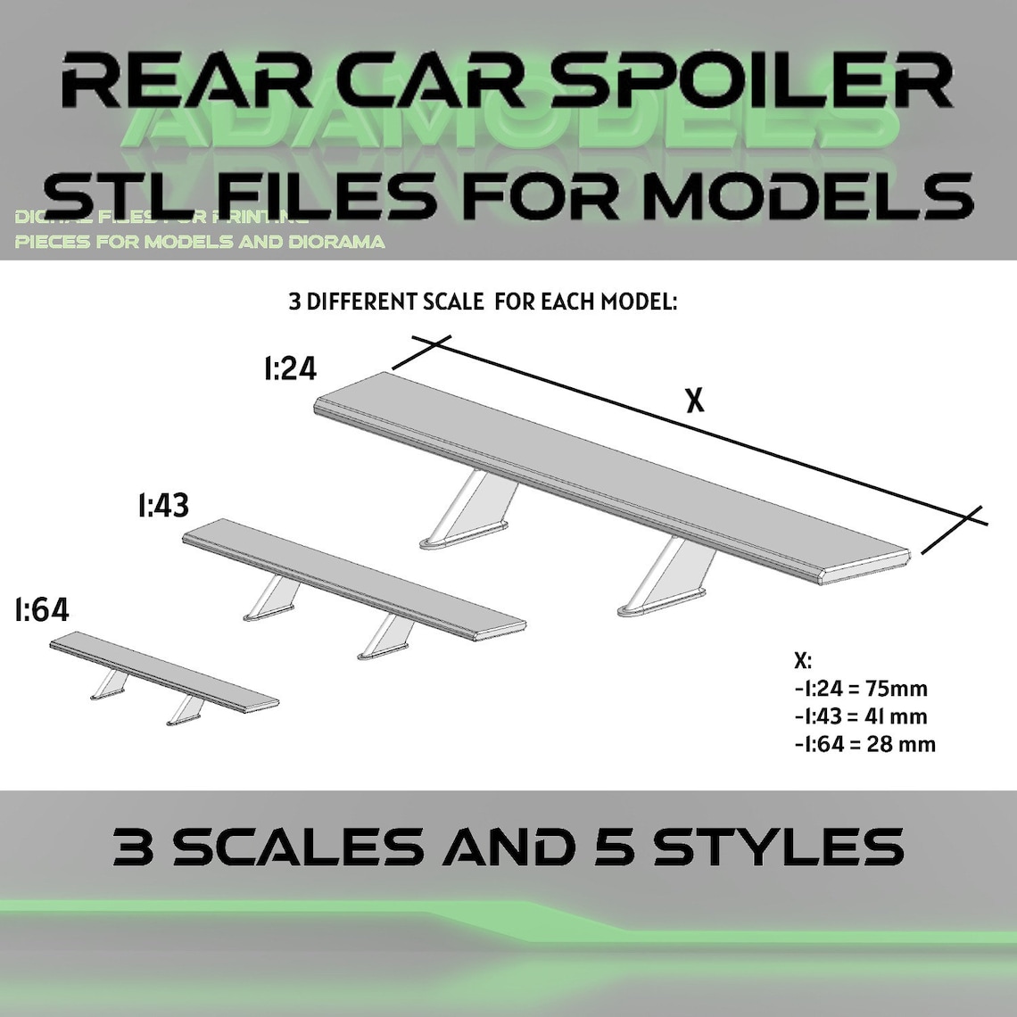 Rear Car Spoiler Stl Files for Models - Etsy