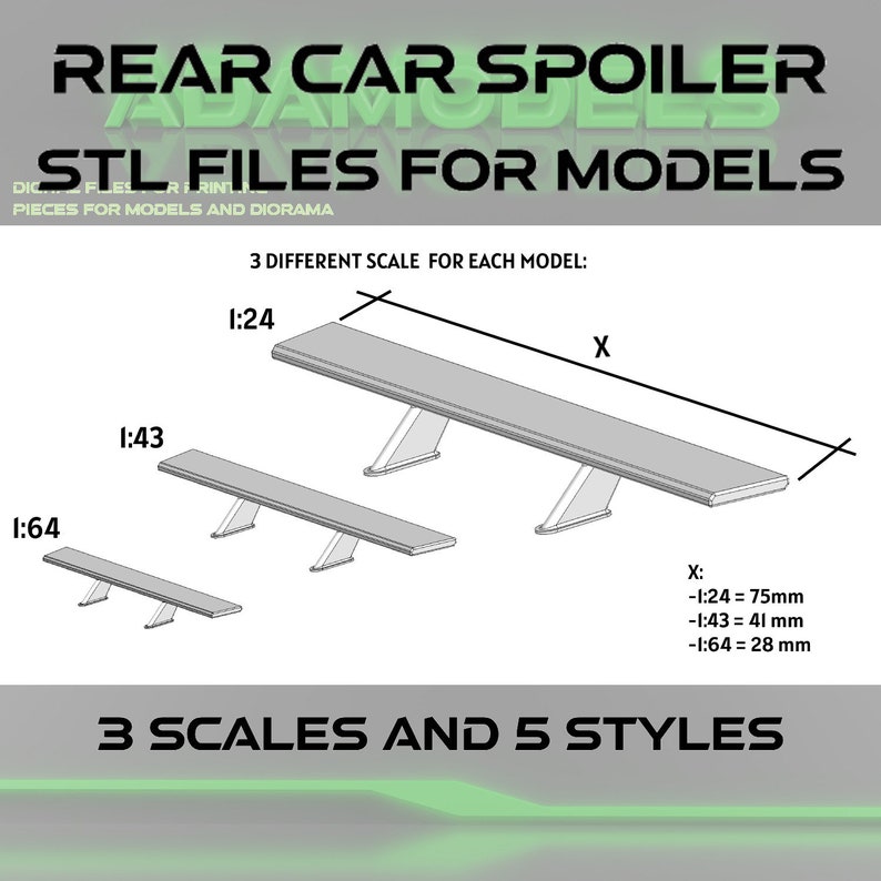 Rear Car Spoiler Stl Files for Models - Etsy