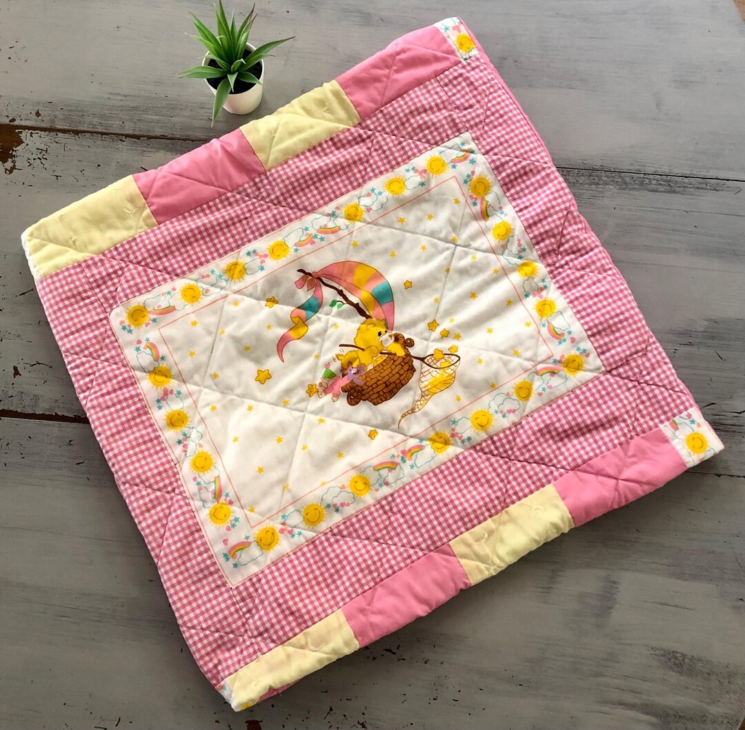 Vintage 1980's Care Bears Quilt | Retro 1980's Care Bear Throw, Crib ...