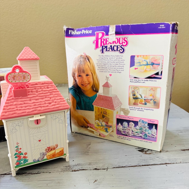 Vintage 1980's Fisher-price Precious Places Blue Ribbon Pony Stable ...