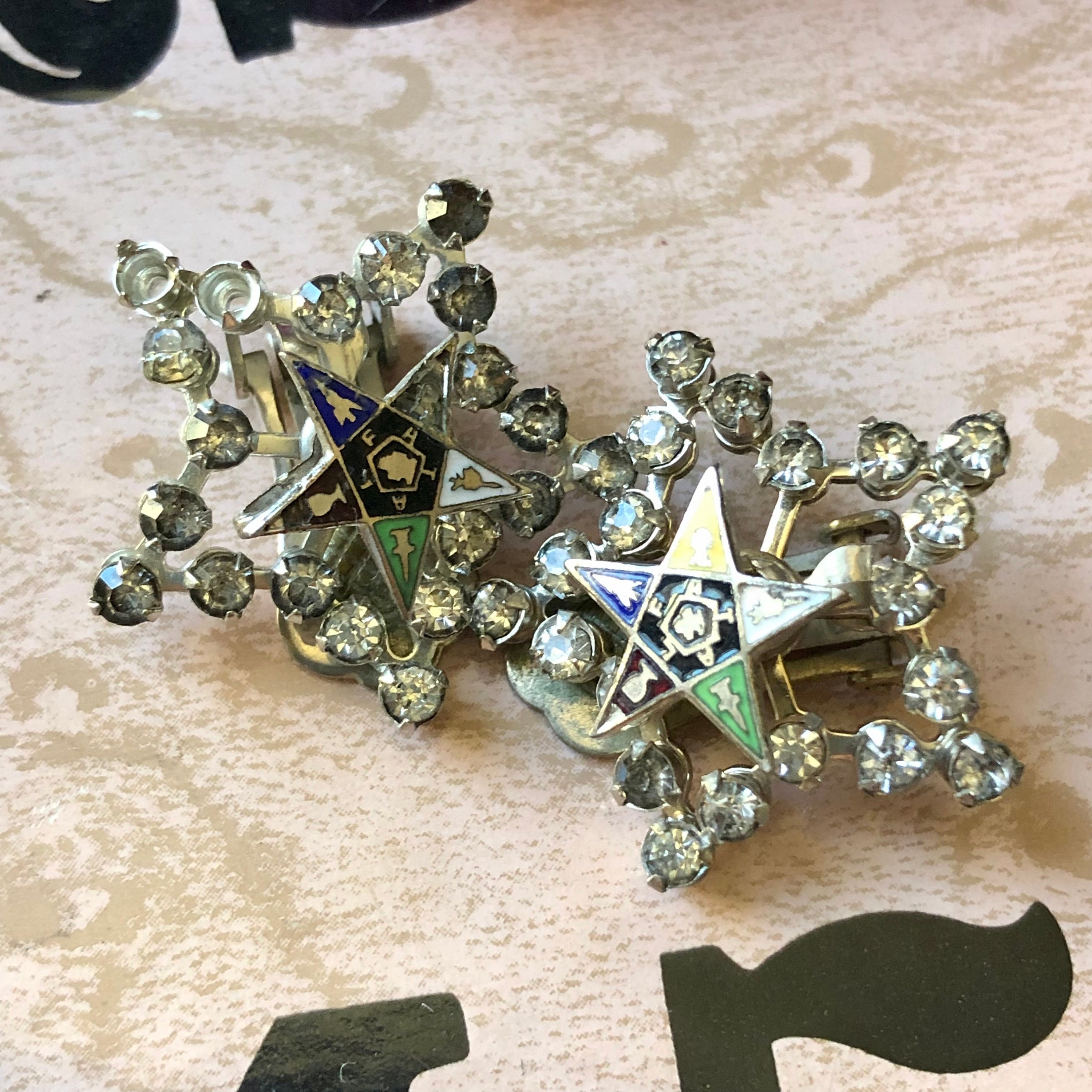 Vintage Order of the Eastern Star Earrings | Antique Masonic Ritual ...