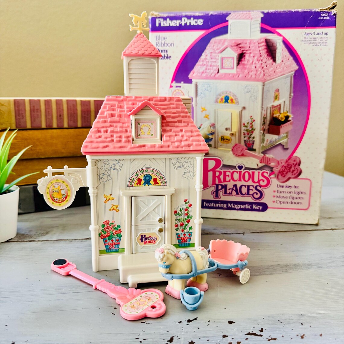 Vintage 1980's Fisher-price Precious Places Blue Ribbon Pony Stable ...