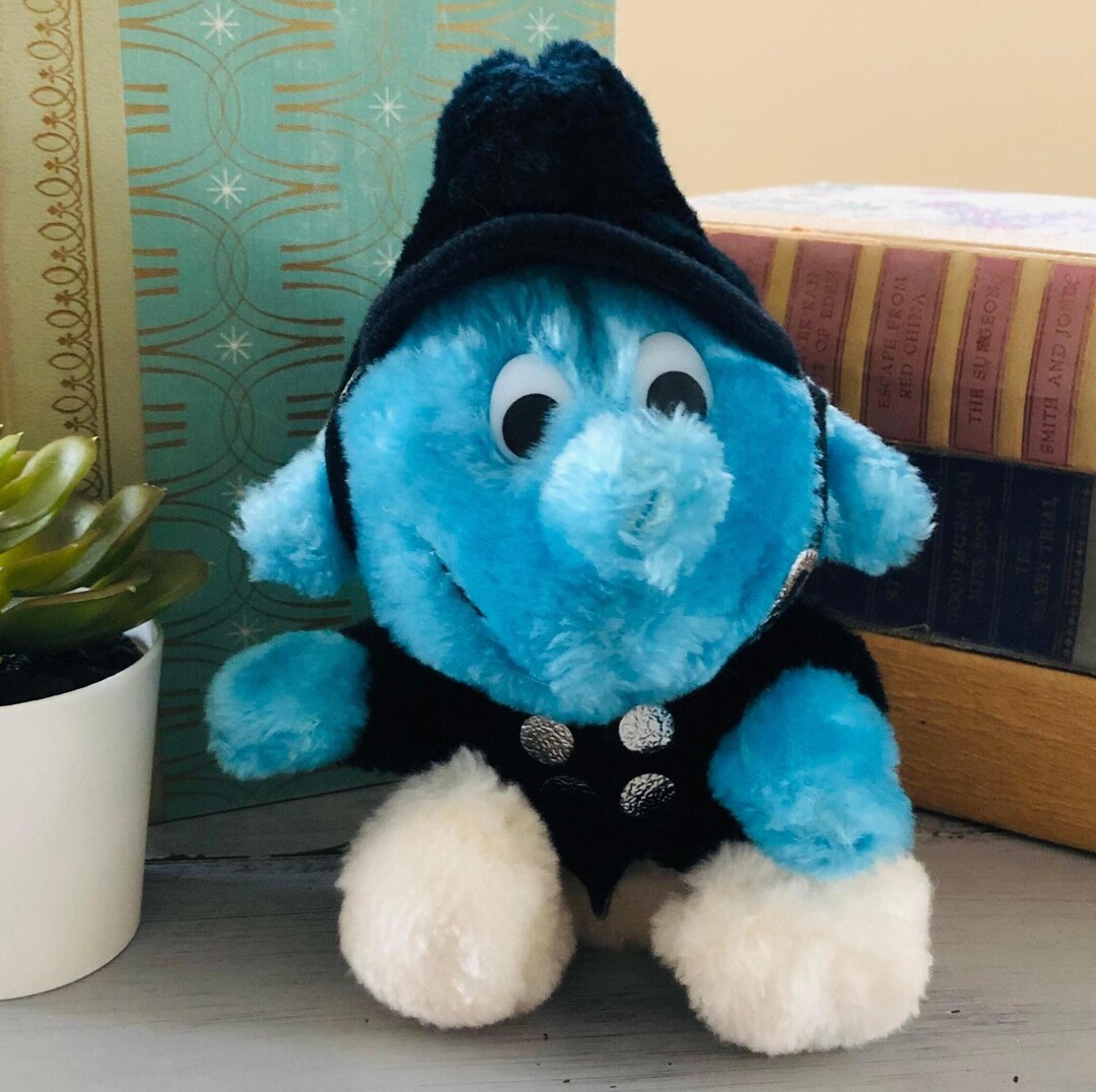 Vintage 1980's Smurfs Plush Police Smurf | Retro 80's Smurfs Stuffed ...