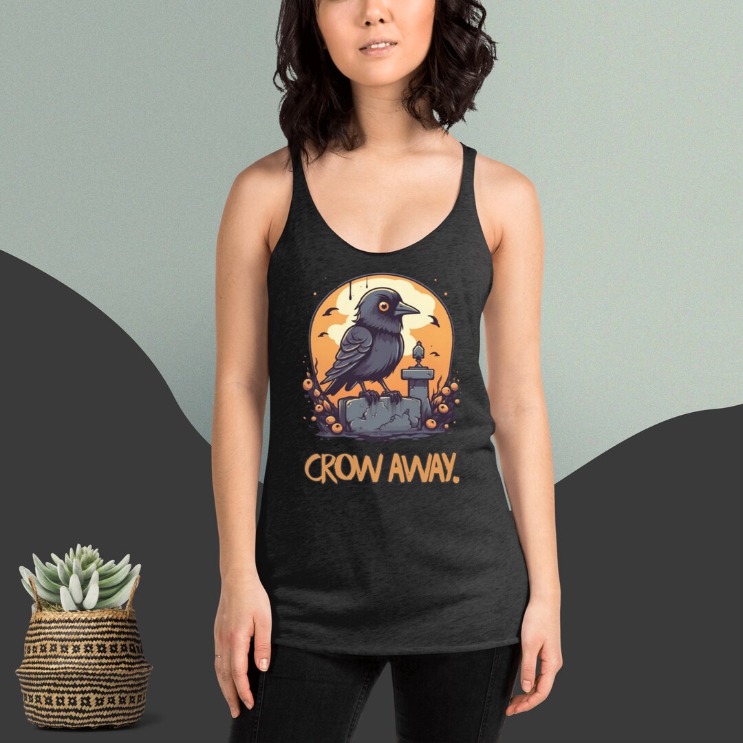 Crow Away Shirt Kawaii Chibi Crow Raven Tank Witchy Halloween Graphic ...