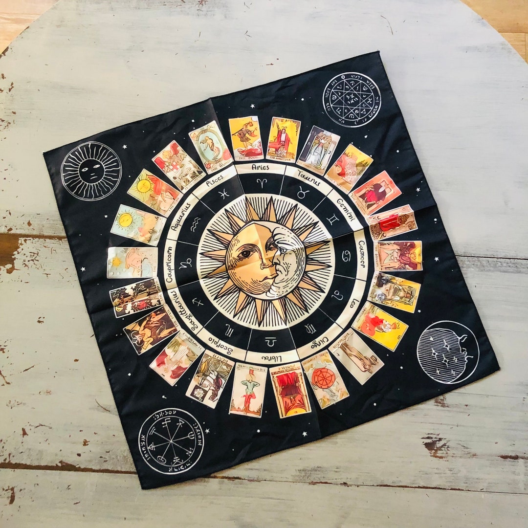 Altar Cloth | Tarot Cloth | Witchy Tapestry | Moon Sun Astrology Tarot ...