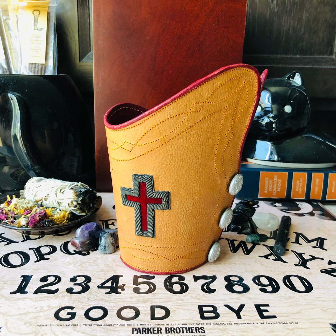 Antique Knights Templar Leather Gauntlet | Vintage Masonic Regalia ...