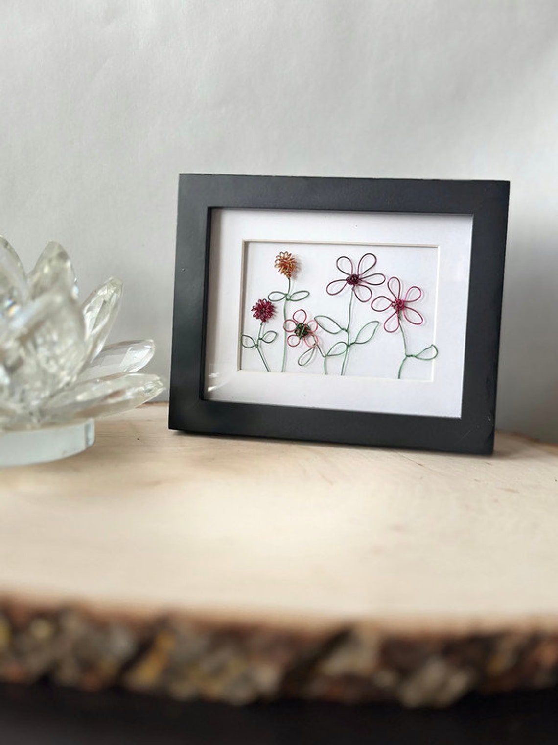 Small Frame of Colorful Wire Flowers. Unique Wire Flowers Art. Flowers ...