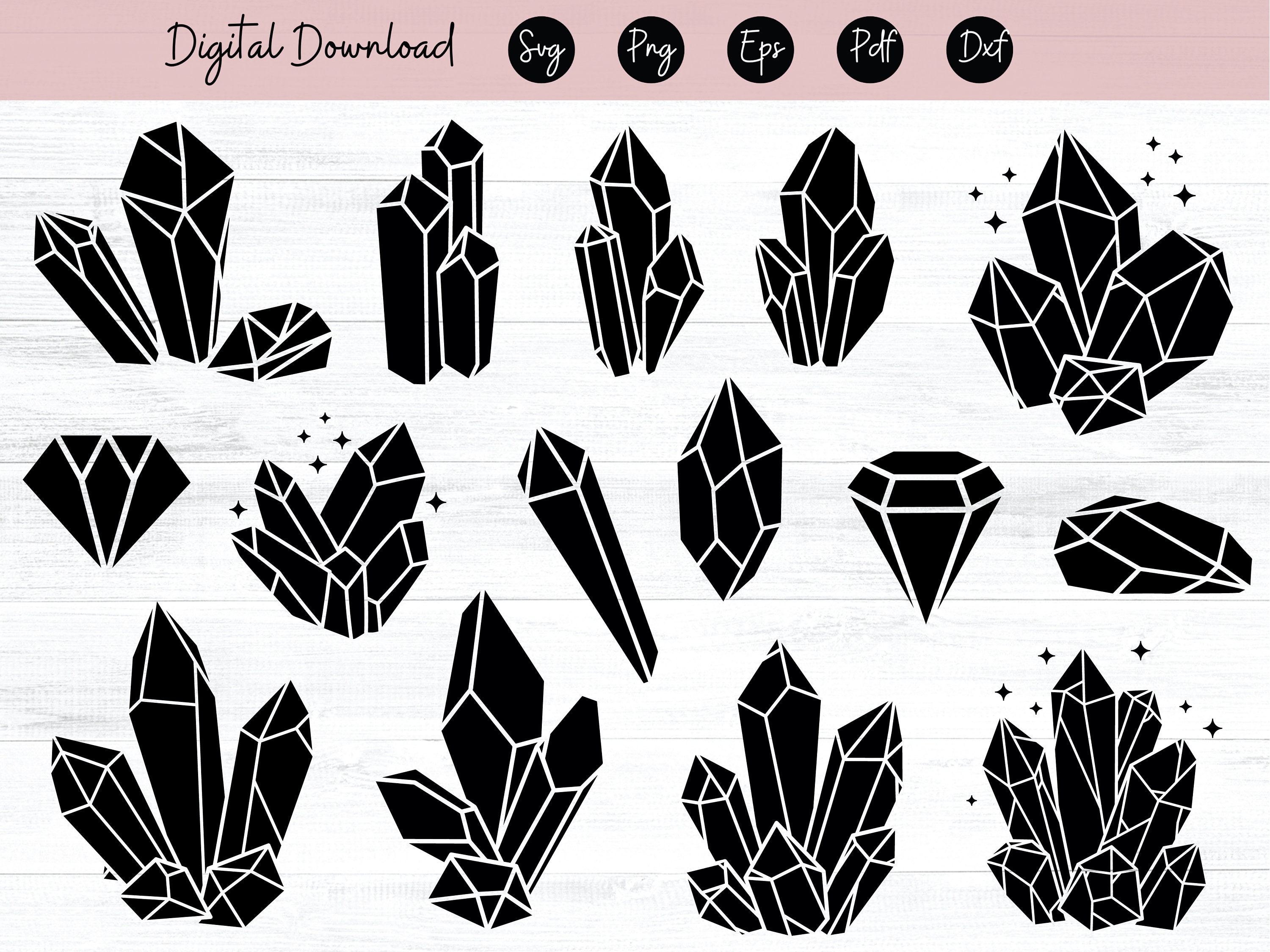 Crystals SVG File Diamonds Svg Crystals Clipart Crystals Files for ...