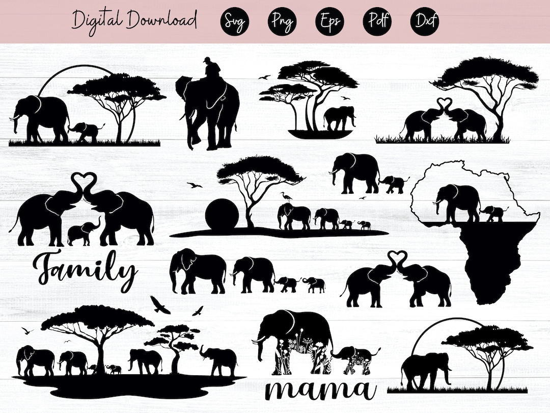 Mama Elephant Svg, Mama Svg, Mom and Baby Elephant Svg, Elephant Family ...