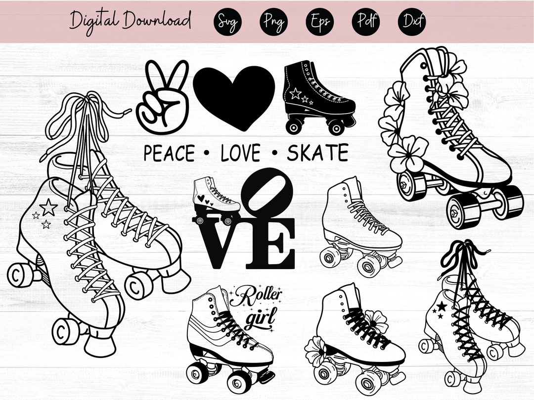 Roller Skates Svg, Skate Svg, Skating Svg File, Retro Svg, Roller Skate ...