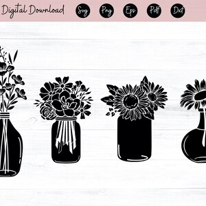 Flower Vase SVG File, Flower SVG Files, Flower Cut Files, Floral Vase ...