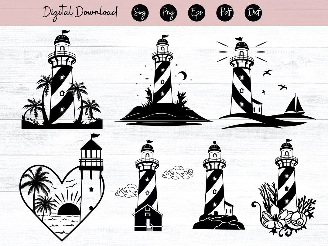 Lighthouse Svg, Lighthouse Png, Wave With Lighthouse Svg, Beach ...
