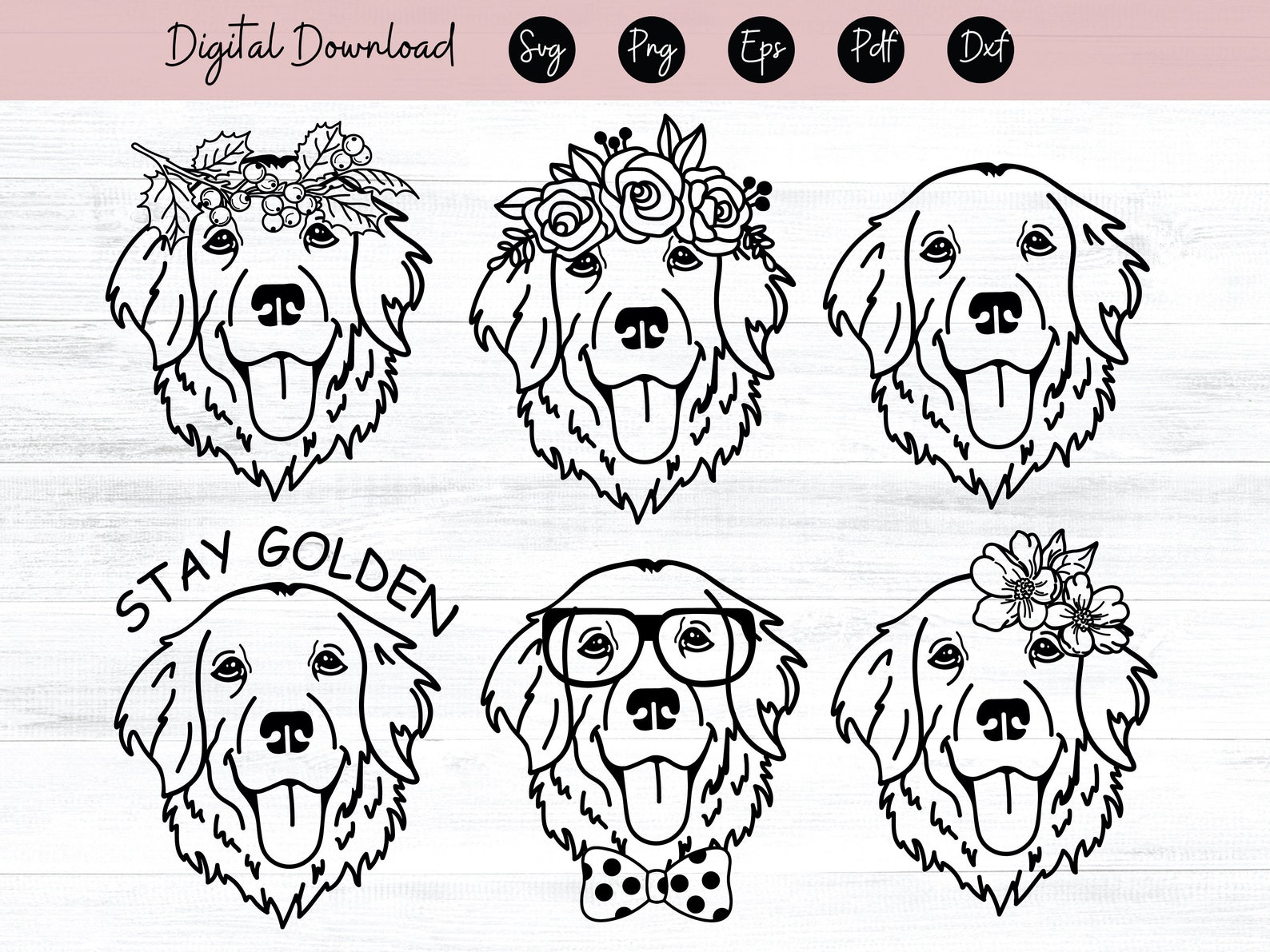 Golden Retriever SVG File Dog SVG File Dog Face SVG Animal Face Svg ...