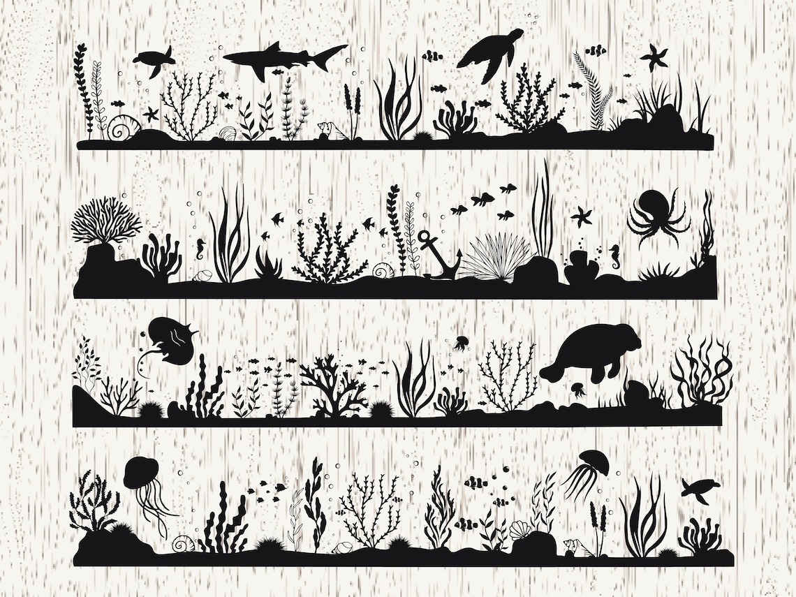 Sea Scene Svg Undersea With Fish Svg Corals Reef Svg - Etsy