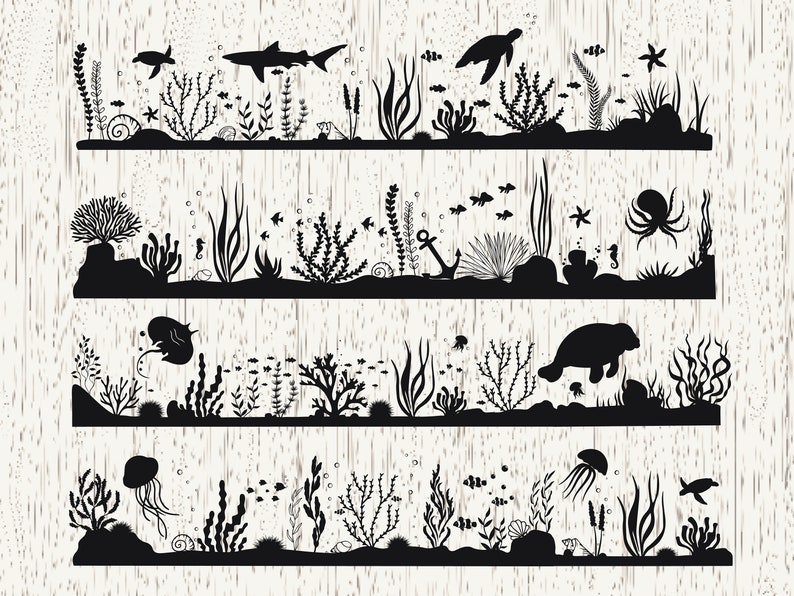 Sea Scene Svg Undersea With Fish Svg Corals Reef Svg - Etsy
