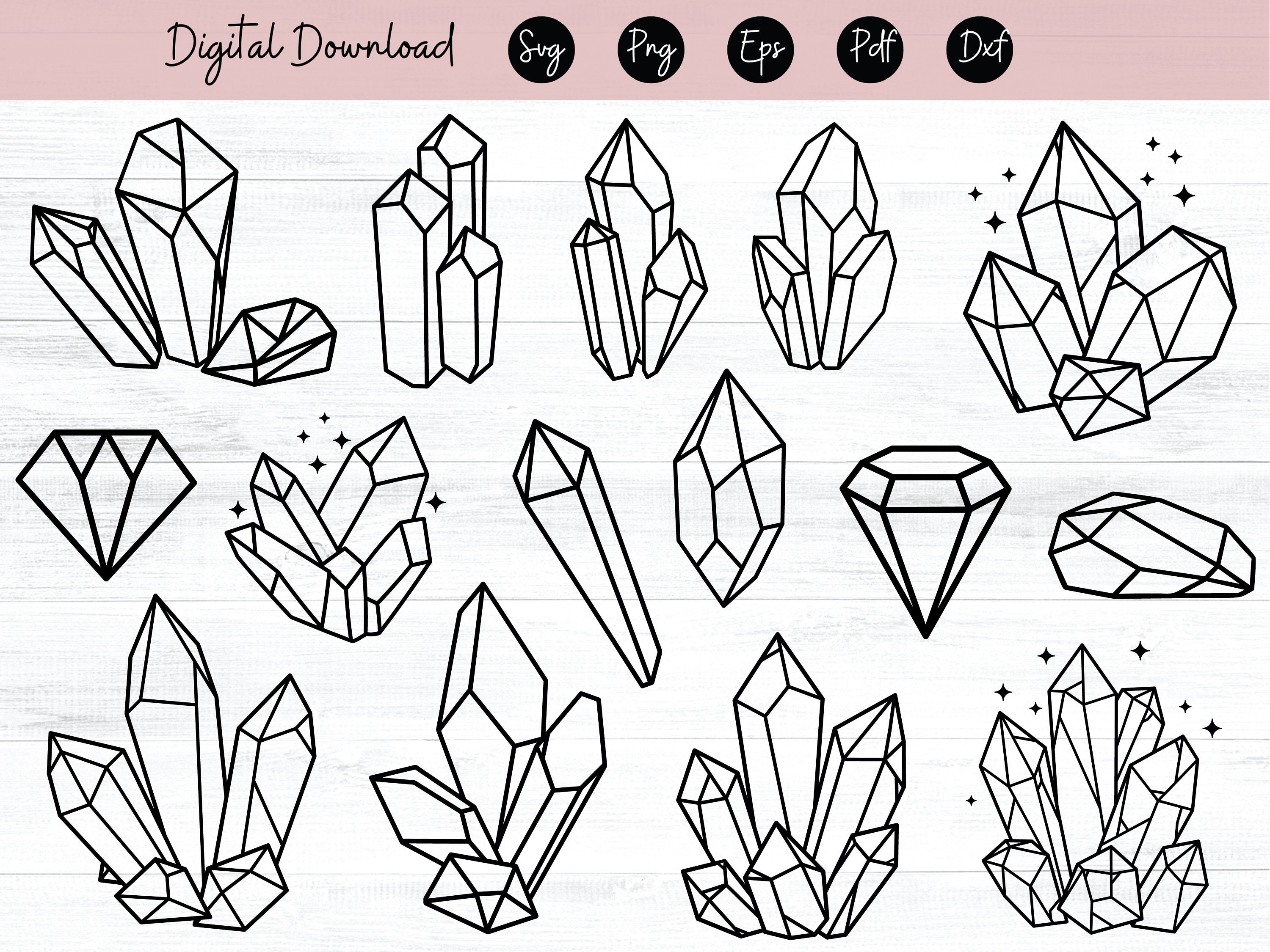 Crystals SVG File Diamonds Svg Crystals Clipart Crystals Files for ...