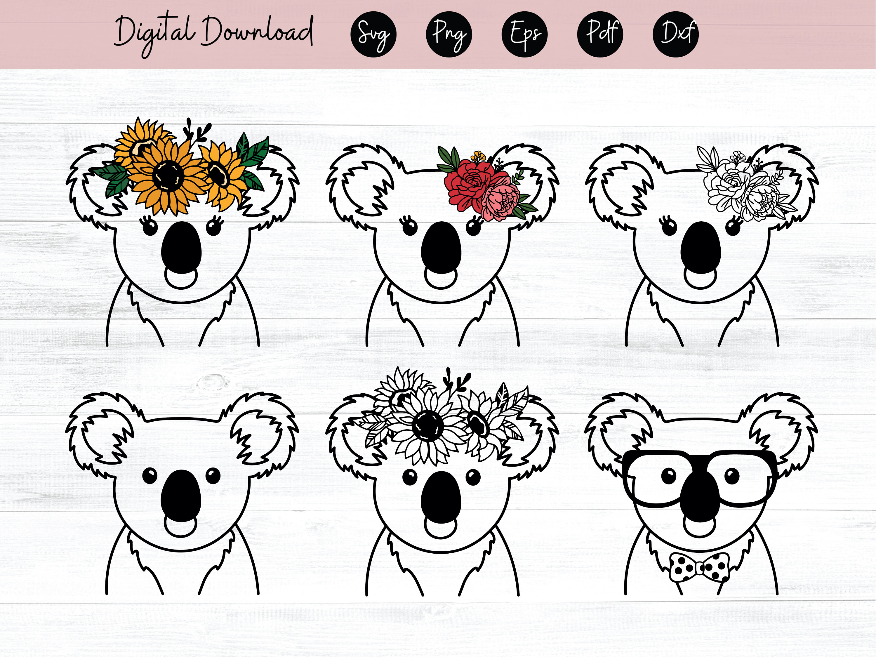 Koala SVG File, Koala Bear Svg, Koala Head Svg, Koala Cut File, Animal ...