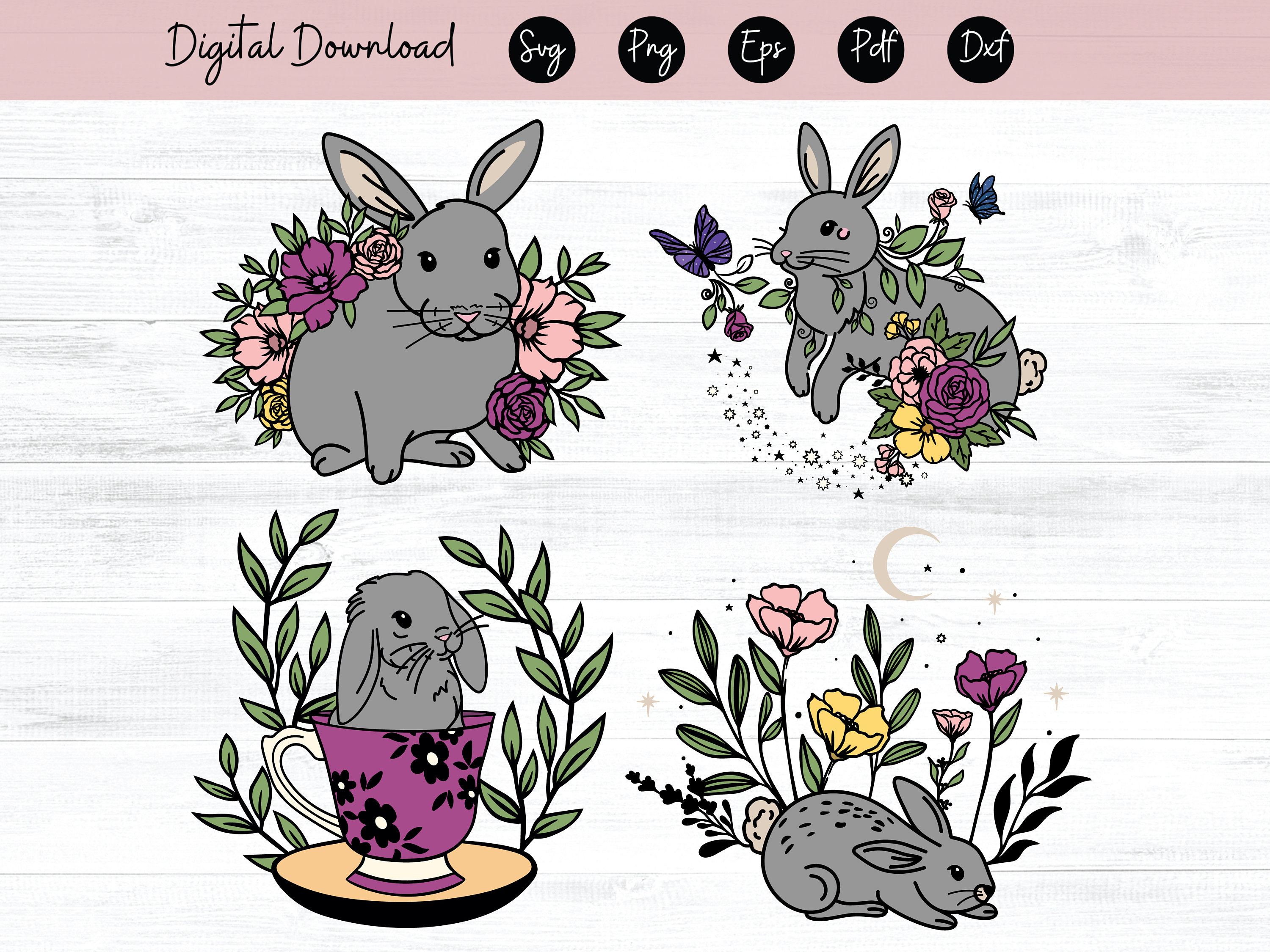 Bunny SVG Cute Bunny SVG Rabbit Head Svg Spring Svg Rabbit SVG Cut File ...