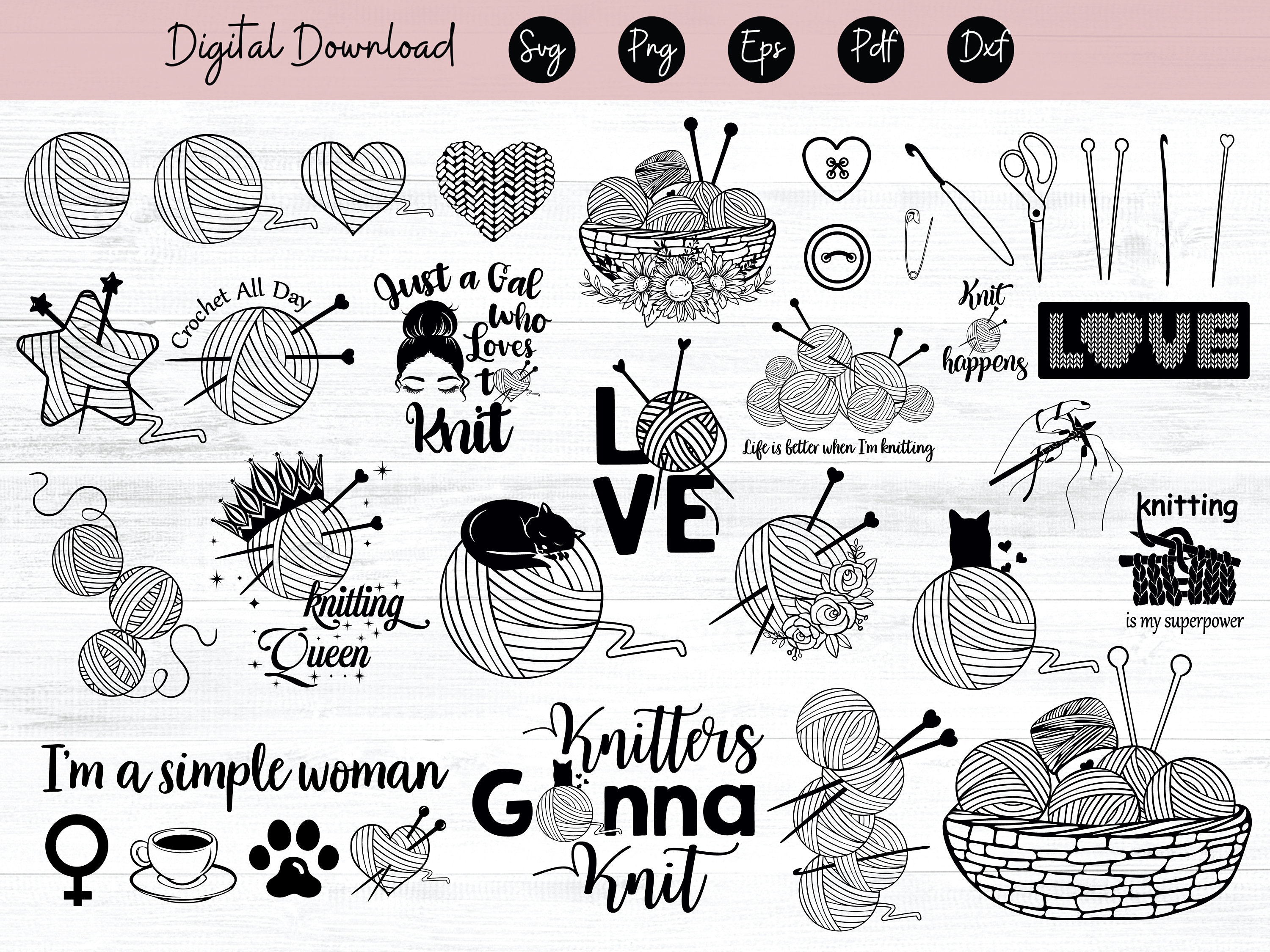 Crochet Svg Bundle Cricut Cut Files, Knitting Svg, Crochet Png Bundle ...