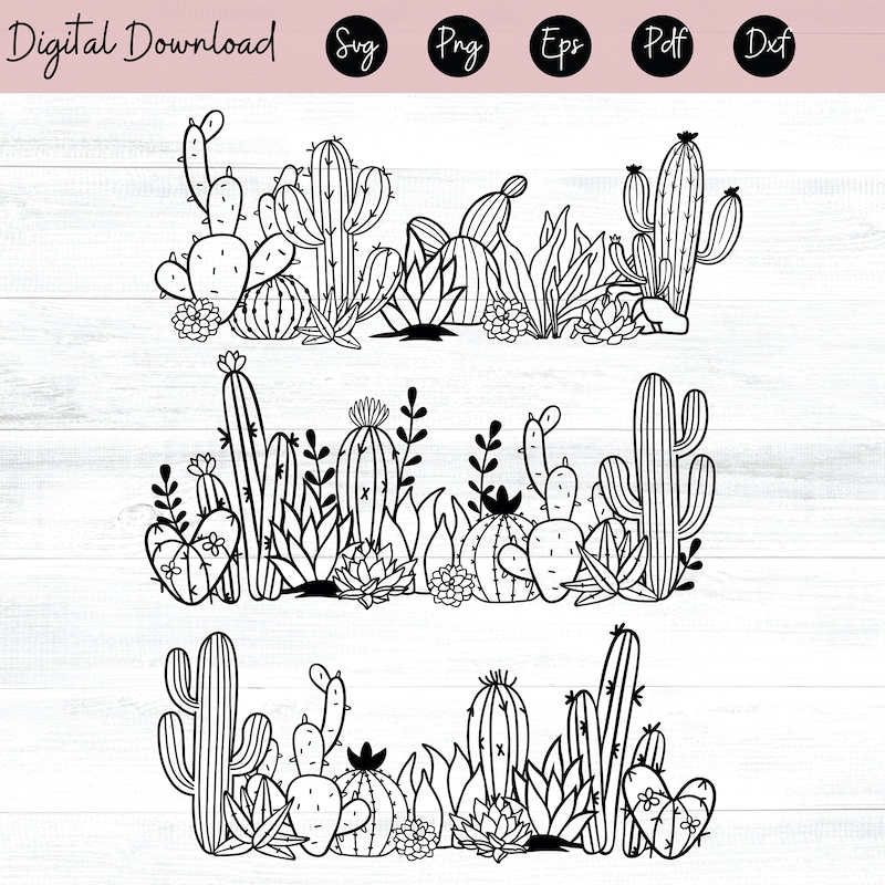 Cactus Border Svg - Etsy