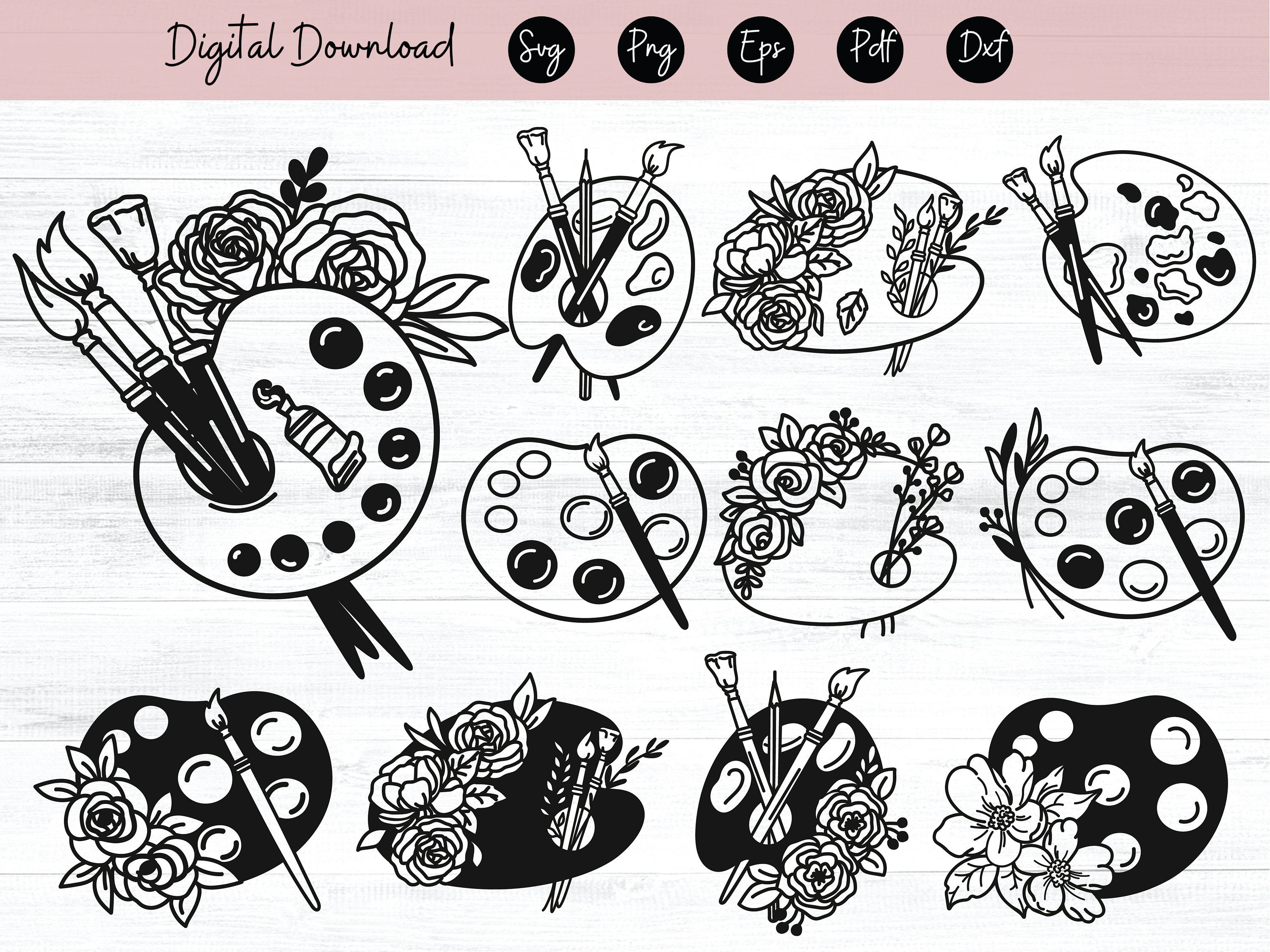 Floral Palette Svg, Artist Paint Palette SVG, Flower Svg, Wildflowers ...