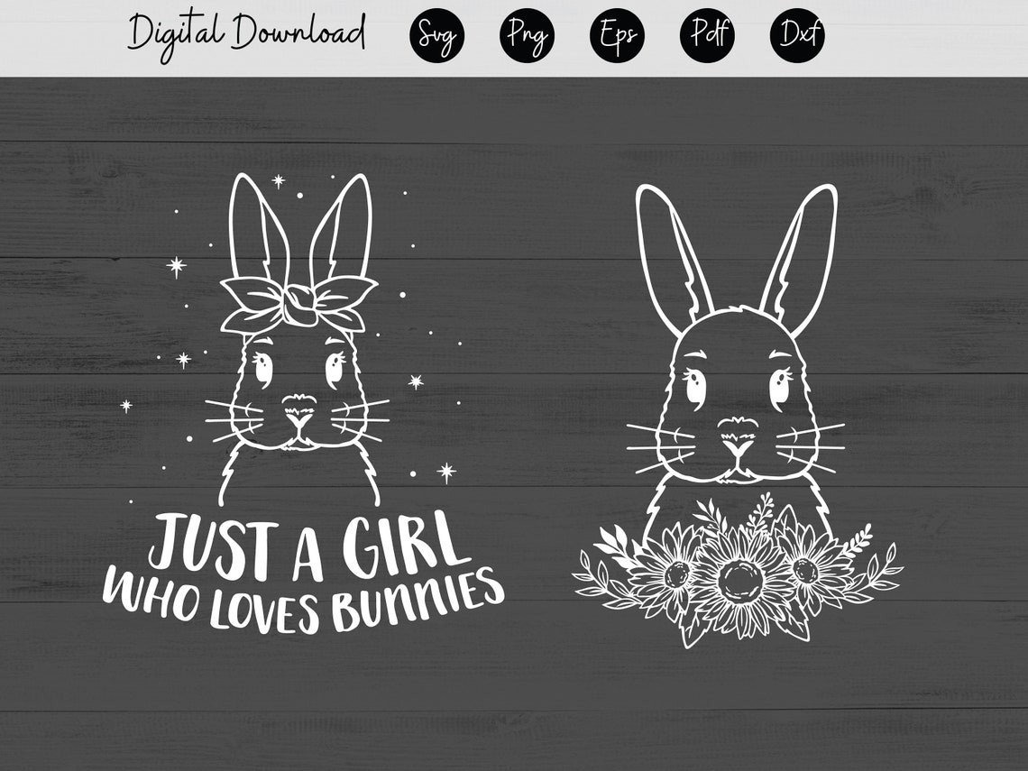 Cute Bunny SVG Floral Crown Bunny SVG Rabbit Head Svg Spring Svg Rabbit ...