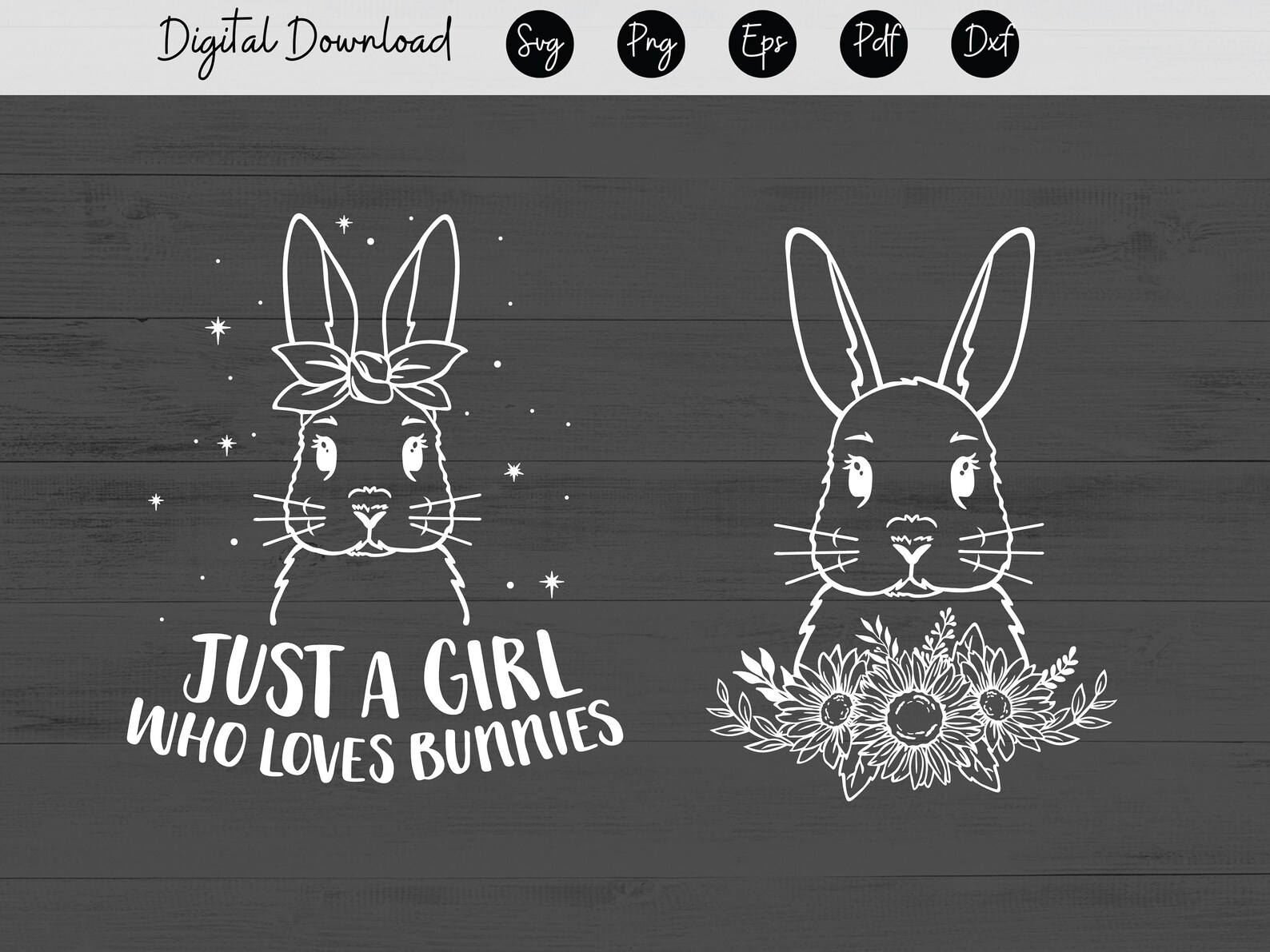 Cute Bunny SVG Floral Crown Bunny SVG Rabbit Head Svg Spring Svg Rabbit ...